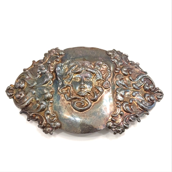 Accessories | Silver Medusa Buckle Plaque Stunning Large Antique Art ...